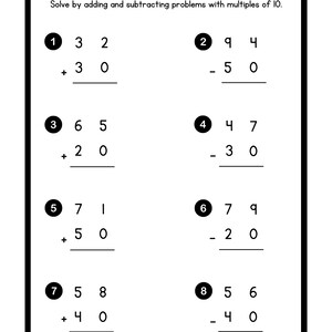 Adding and Subtracting Multiples of 10 - Etsy