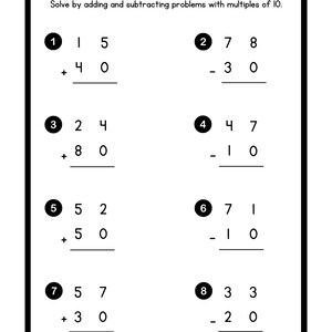 Adding and Subtracting Multiples of 10 - Etsy