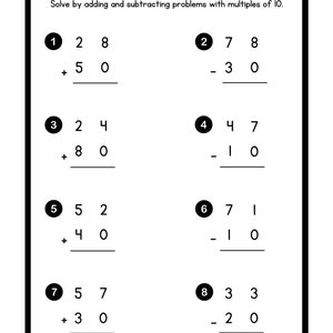 Adding and Subtracting Multiples of 10 - Etsy