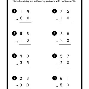 Adding and Subtracting Multiples of 10 - Etsy