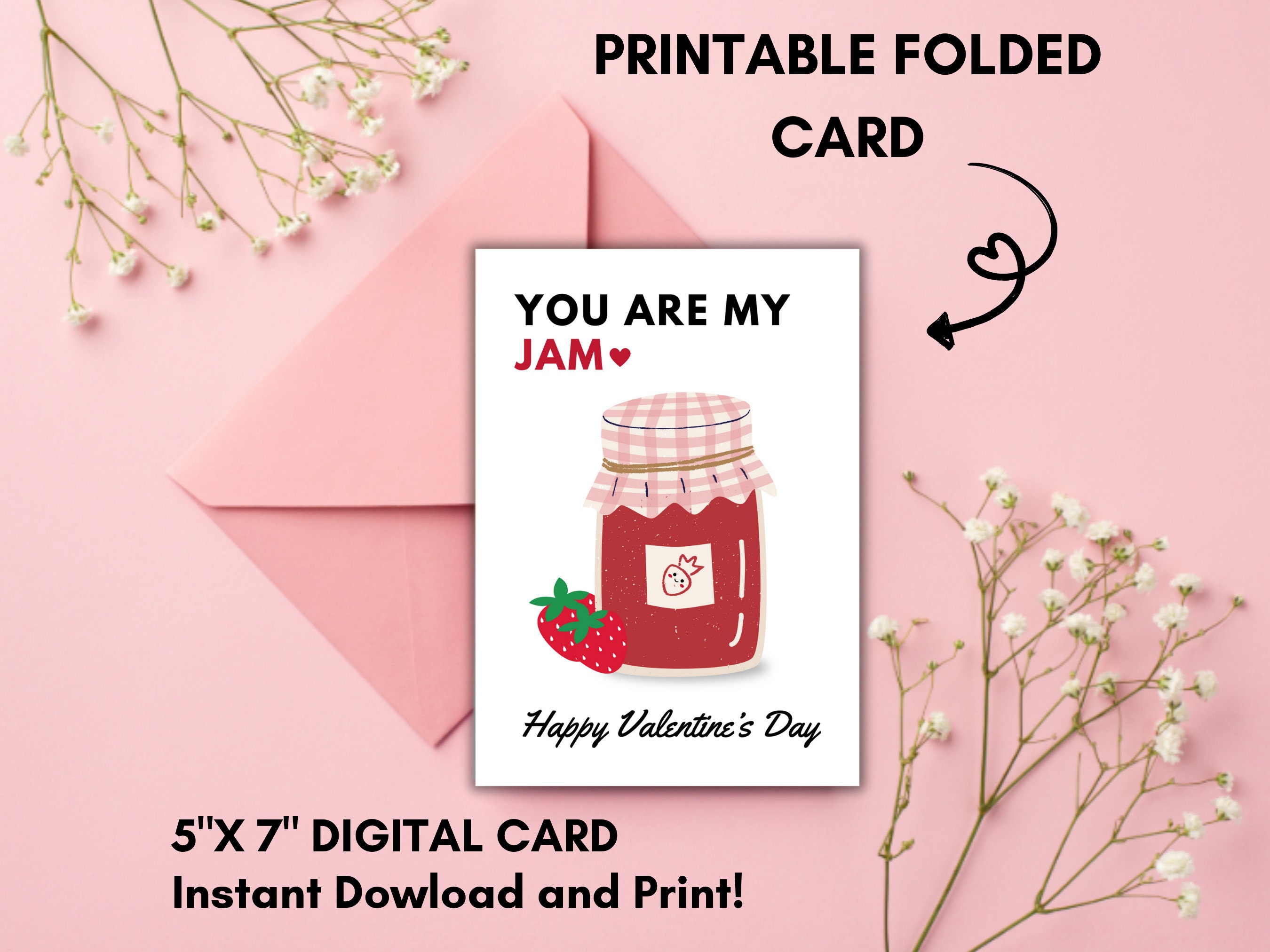 You’re My Jam Food Printable, Simple Strawberry, Friends Valentine’s ...