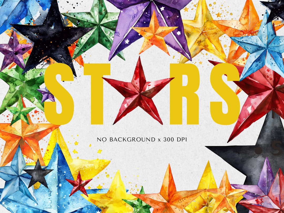 65 Watercolor Stars Clipart,stars Clipart,kids Clipart,clipart,sky ...