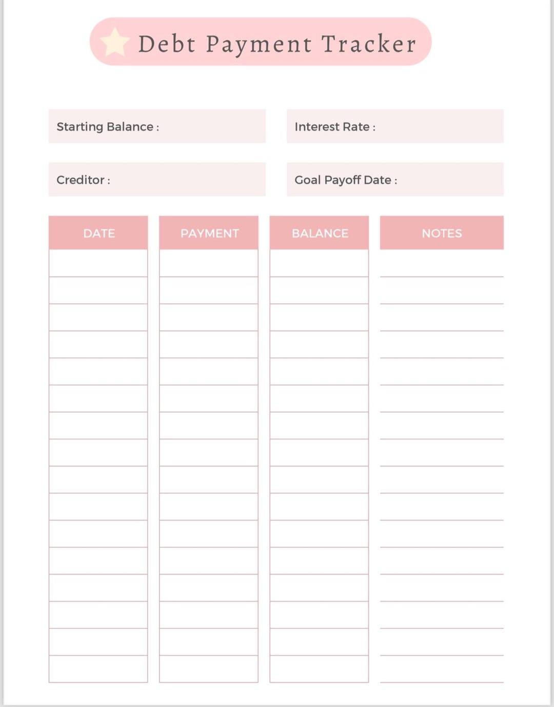 Debt Tracker Planner Page - Printable. - Etsy