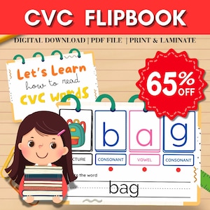 CVC Words Flipbook Printable Phonics Activity CVC Words for Preschool ...