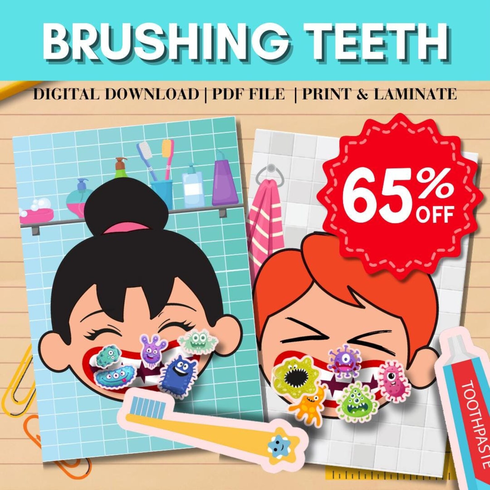 Brushing Teeth Activity for Preschool Tooth Activity Dental Health Game ...