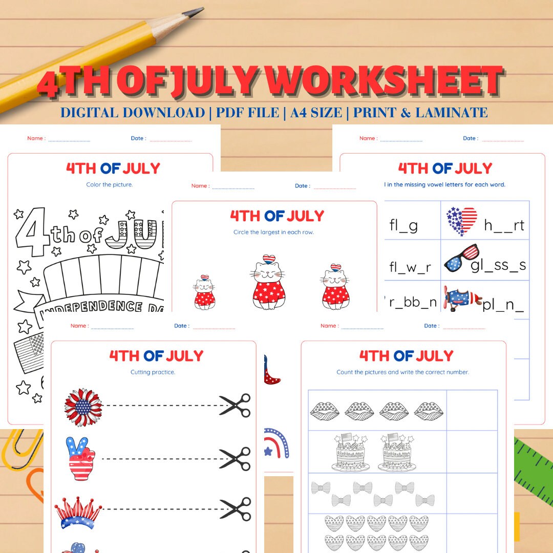 4th of July Worksheet Printable for Preschool Fourth of July Worksheets ...
