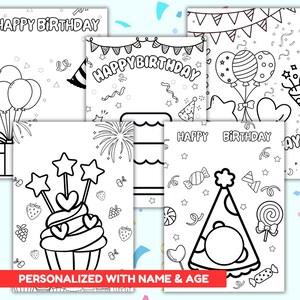 Customizable Birthday Coloring Pages for Kids Birthday Party Coloring ...