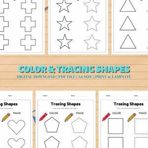 Preschool Shape Tracing & Coloring Pages: Kids Learning Activity (PDF ...
