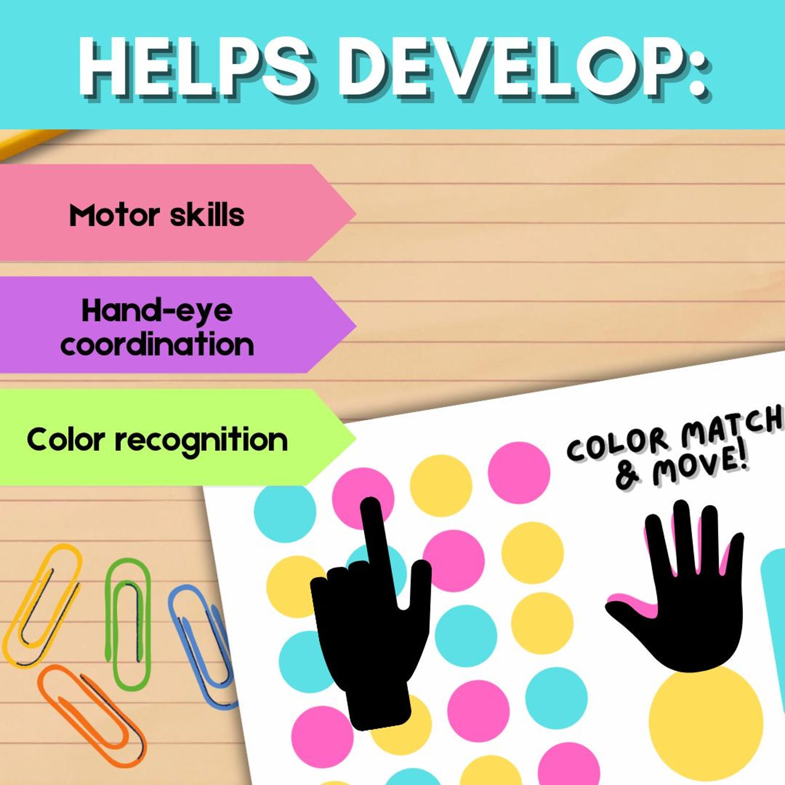 Color Matching Game: Preschool Hand Coordination Activity (A3 PDF ...