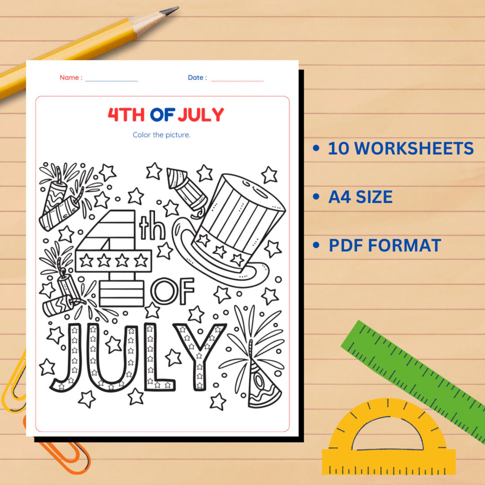 4th of July Worksheet Printable for Preschool Fourth of July Worksheets ...