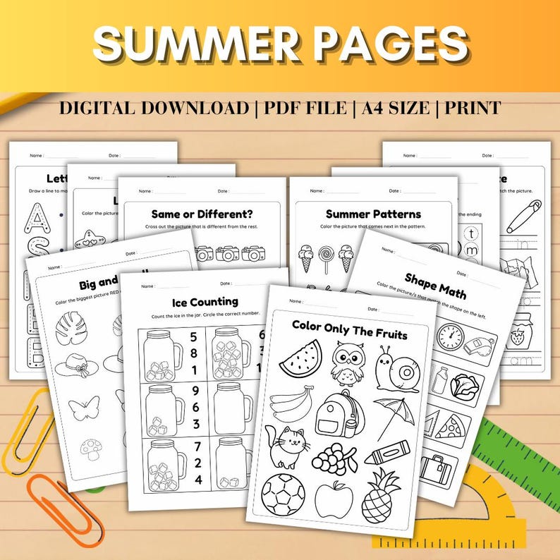 Printable Summer Worksheets for Kids Summer Activity Sheets for ...