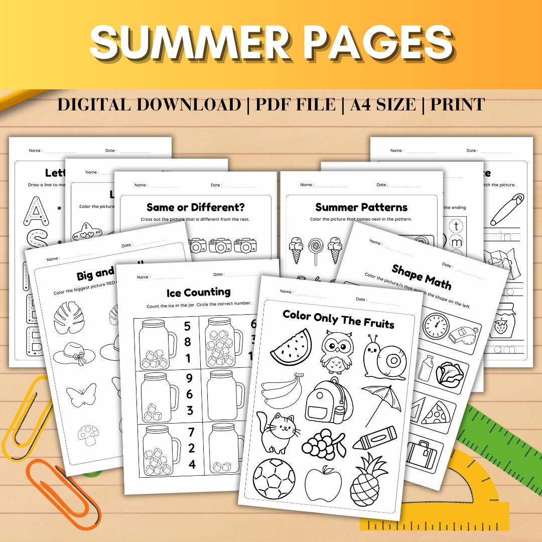Printable Summer Worksheets for Kids Summer Activity Sheets for ...