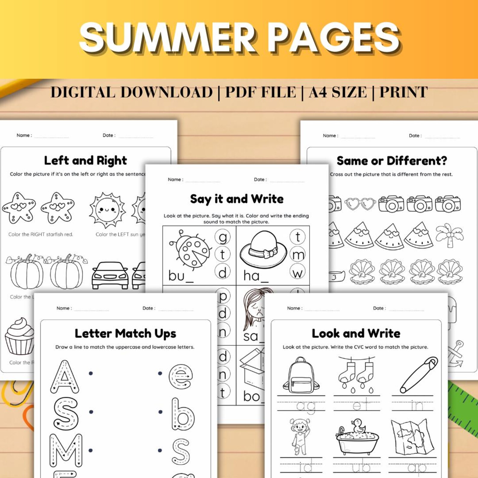 Printable Summer Worksheets for Kids Summer Activity Sheets for ...