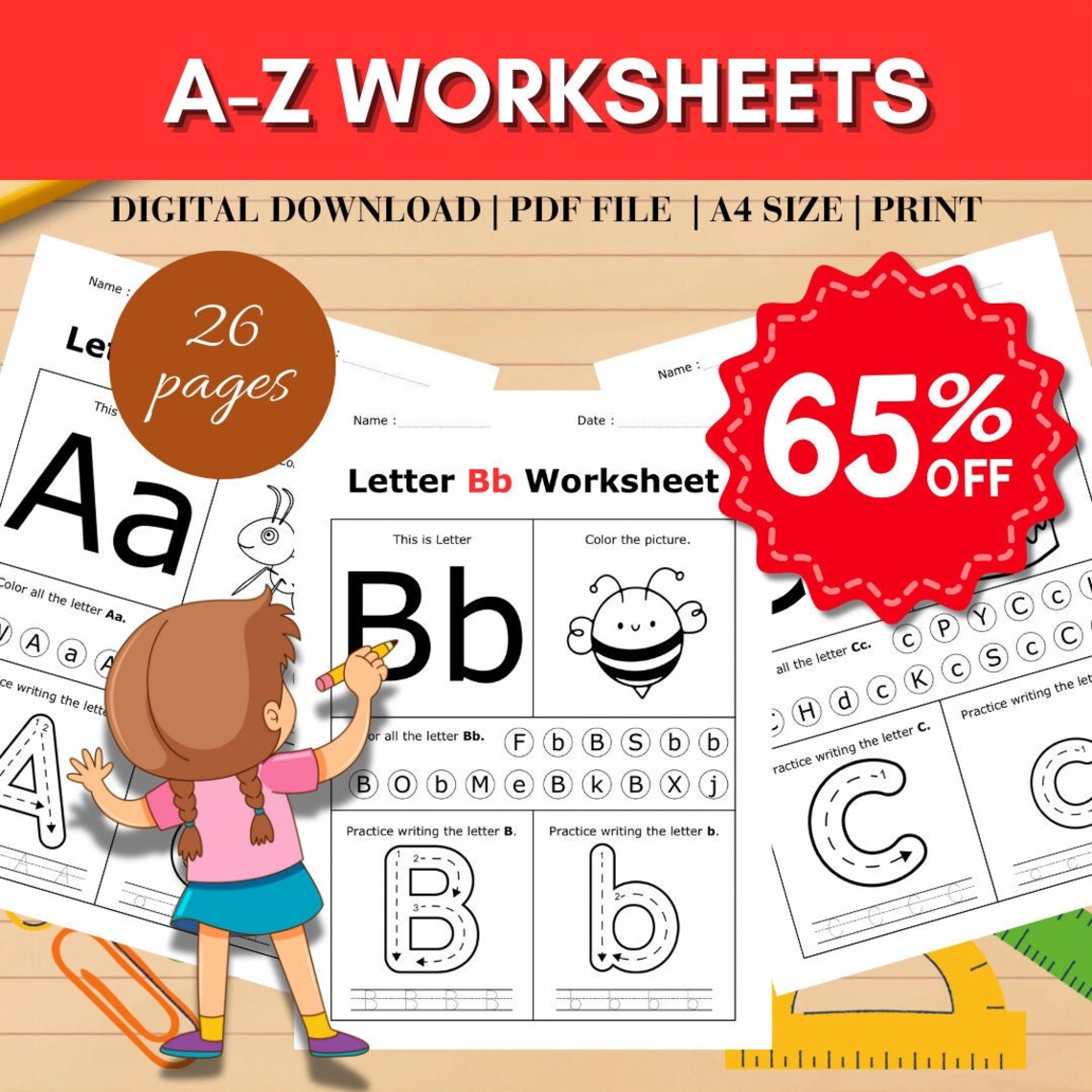 Alphabet Worksheet Printable for Kids Letters Work Sheet for Preschool ...