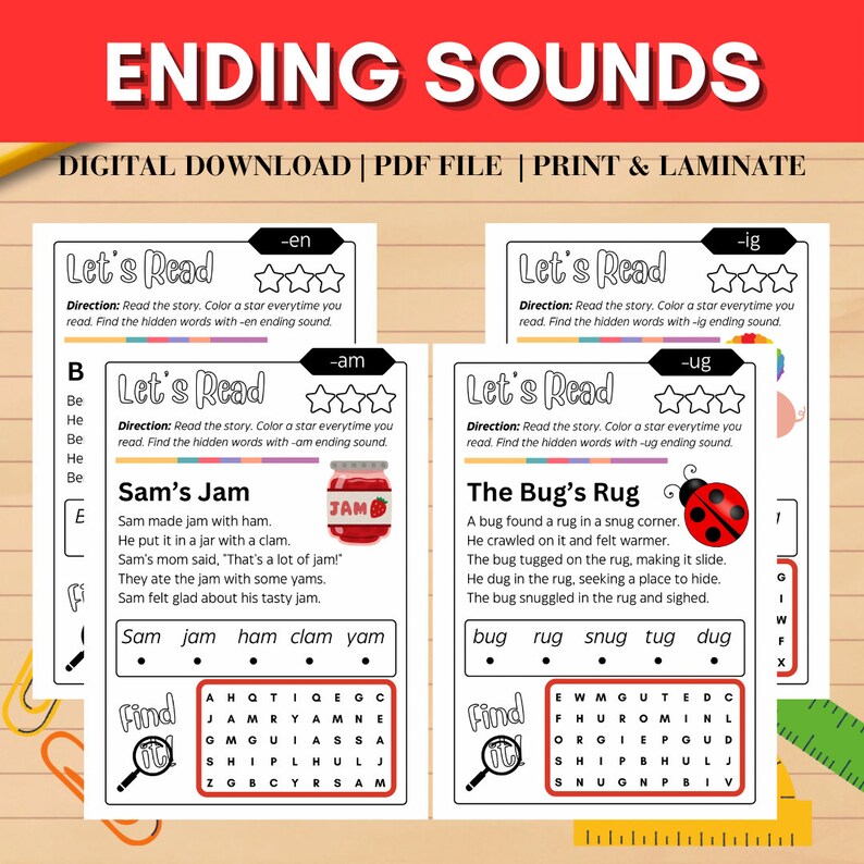 Phonics Worksheets: Ending Sounds, Decodable Stories & Word Puzzles ...
