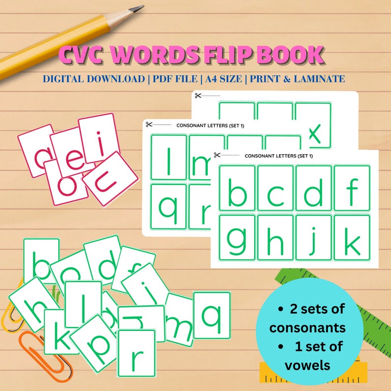 Phonics CVC Flip Book Printable Activity for Prek CVC Words Flipbook ...