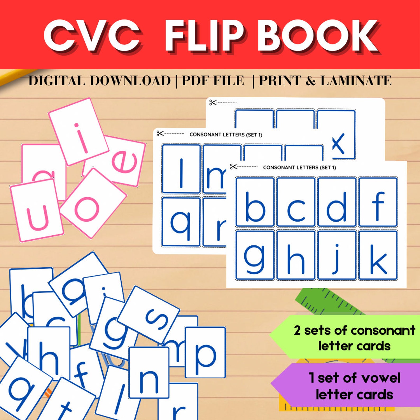CVC Words Flipbook Printable Phonics Activity CVC Words for Preschool ...
