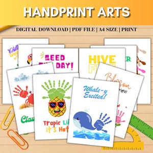 Summer Handprint Art: DIY Kids Craft, Preschool Activity (PDF) - Etsy