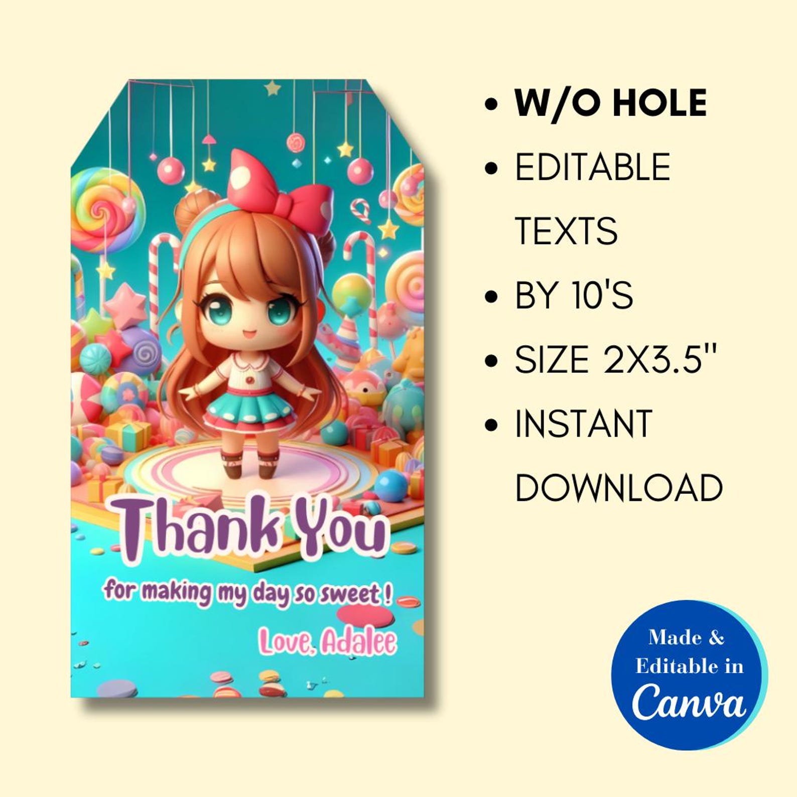 Thank You Tags Birthday Candyland Gift Tags Candyland Party Favor Label ...