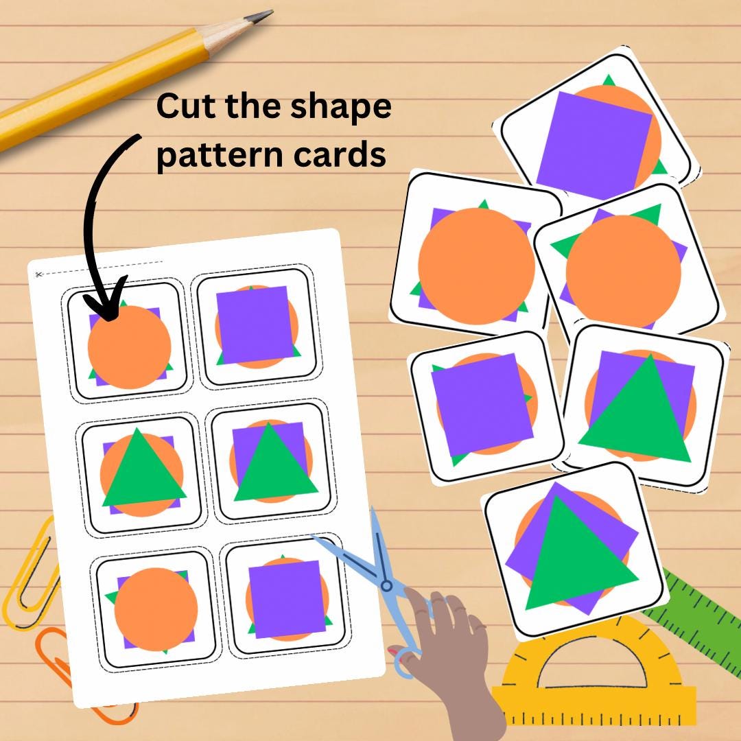 Montessori Shape Pattern Cards Shape Games Secondary Colors Stacking ...