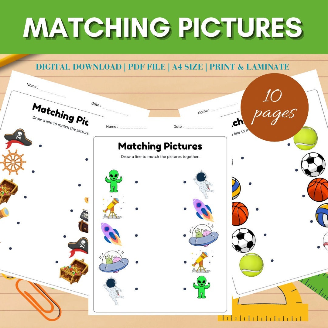 Printable Matching Pictures Worksheets for Boys Activity for ...