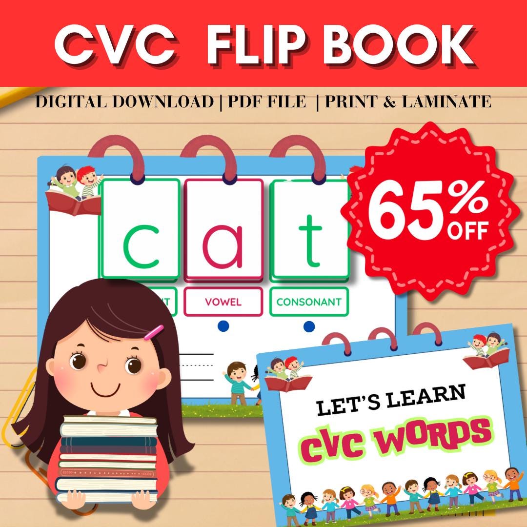 Reading Printable for Toddler Phonics CVC Flip Book Preschool Reading ...