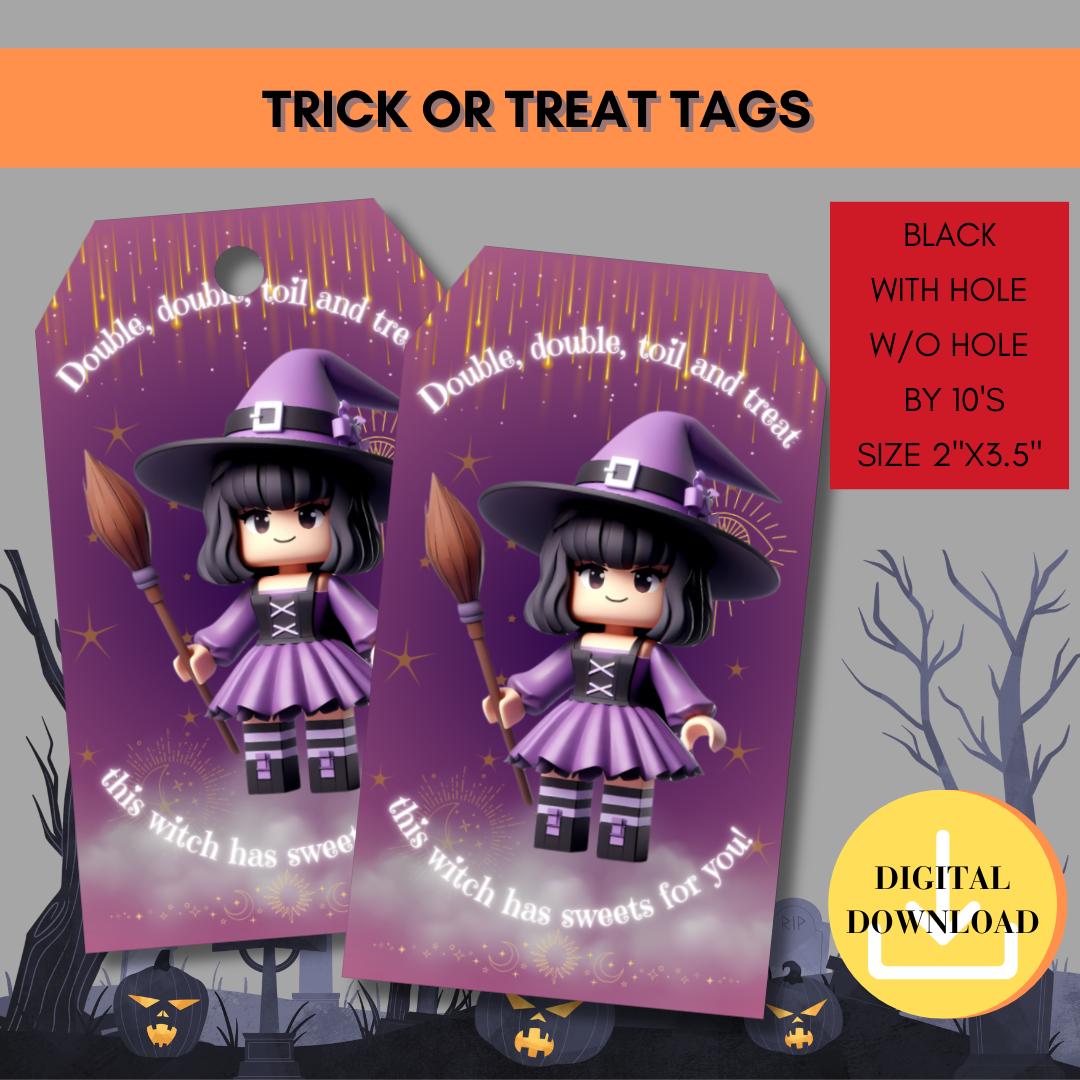 Roblox Gift Tag Witch Roblox Halloween Gift Tags Halloween Party Favor ...