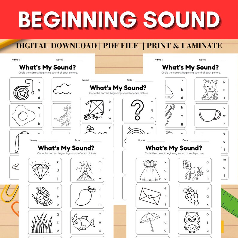 Beginning Sound Activity Phonics Worksheets for Preschool Phonics ...