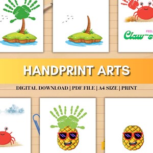 Summer Handprint Art: DIY Kids Craft, Preschool Activity (PDF) - Etsy