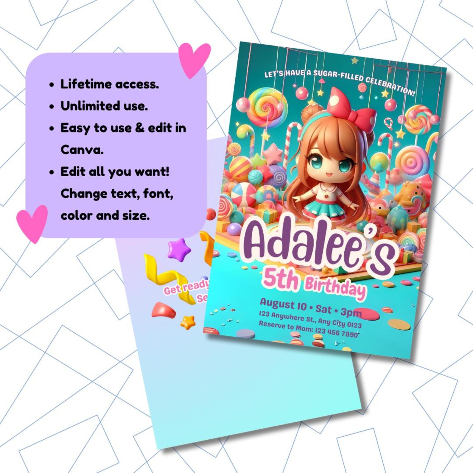 Candyland Birthday Invitation Candy Birtbdah Party for Girls Candy Land ...