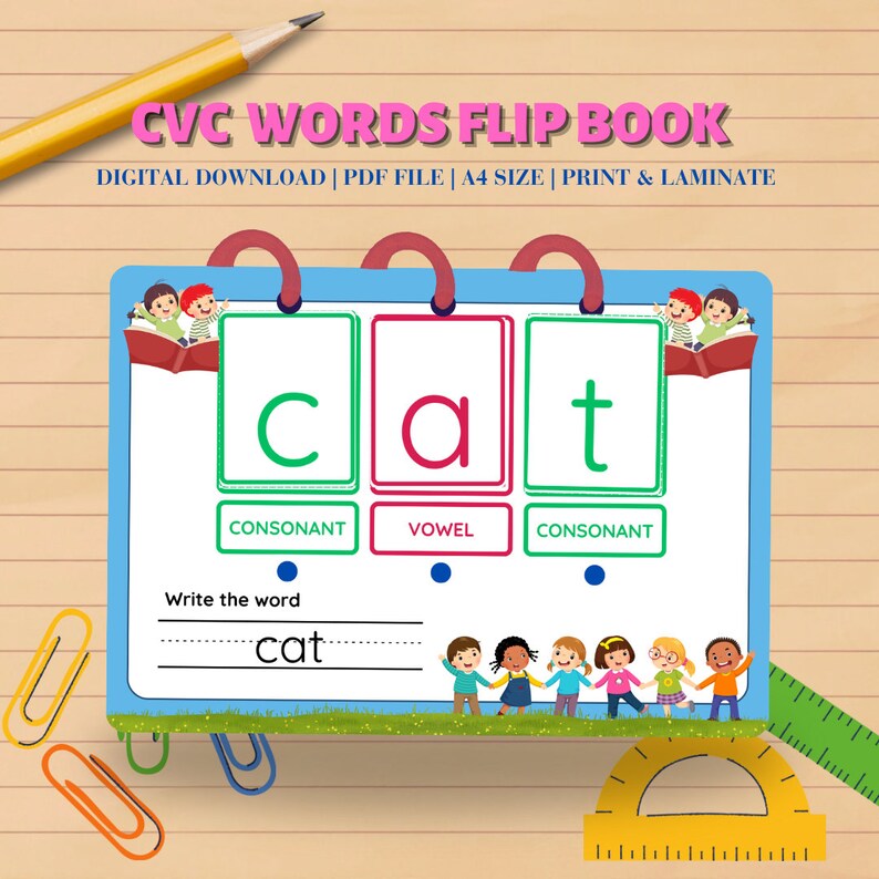 Phonics CVC Flip Book Printable Activity for Prek CVC Words Flipbook ...