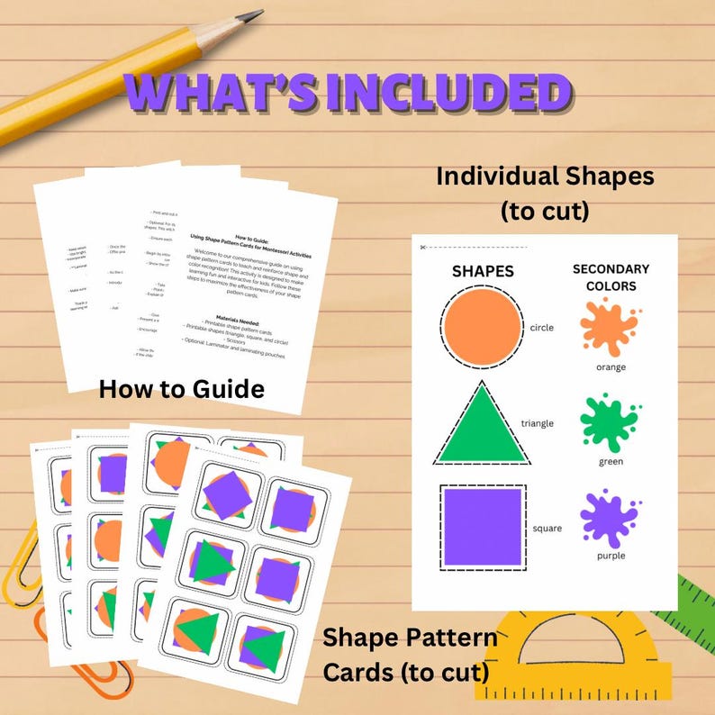 Montessori Shape Pattern Cards Shape Games Secondary Colors Stacking ...