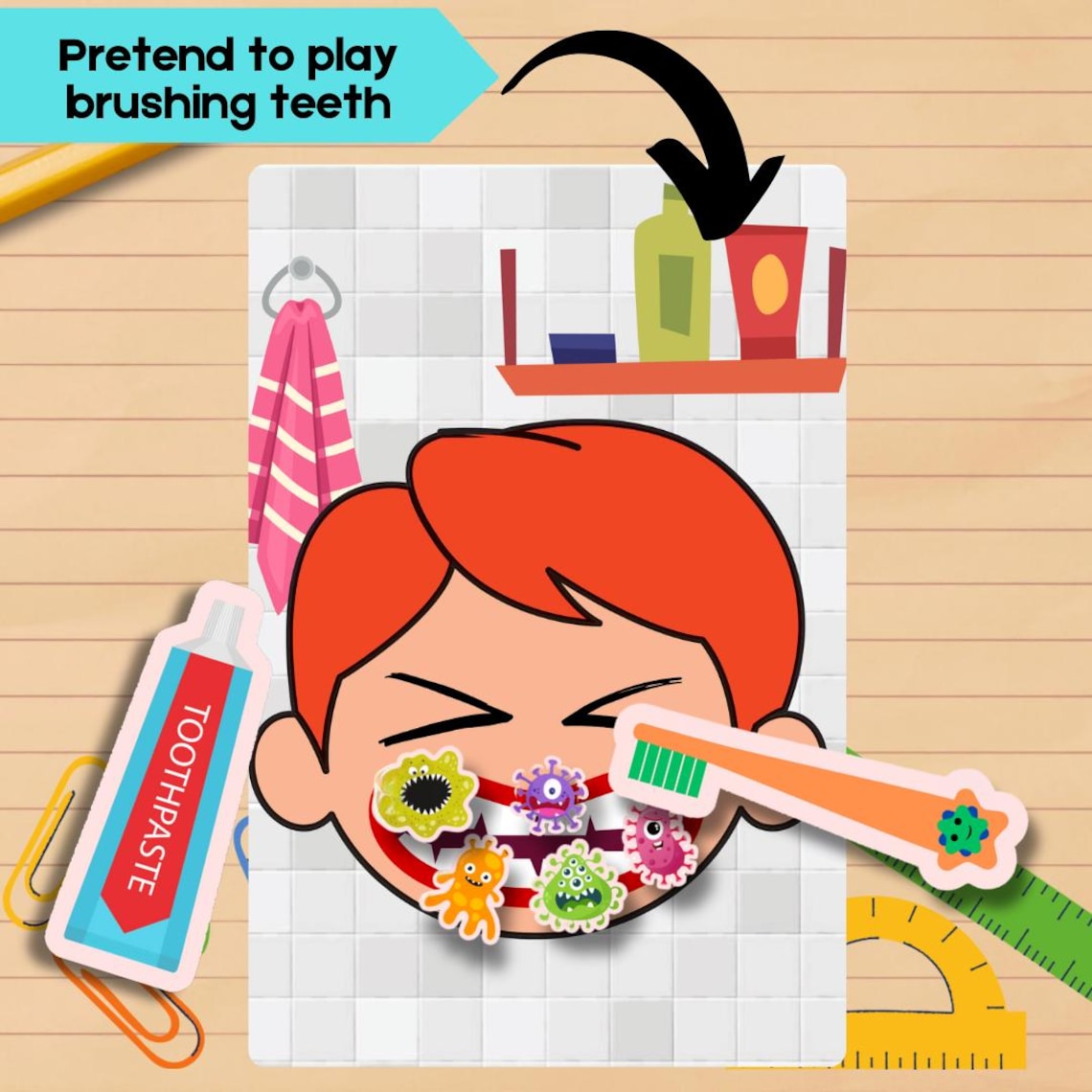 Preschool Brushing Teeth Activity: Dental Health Game Printable (PDF ...