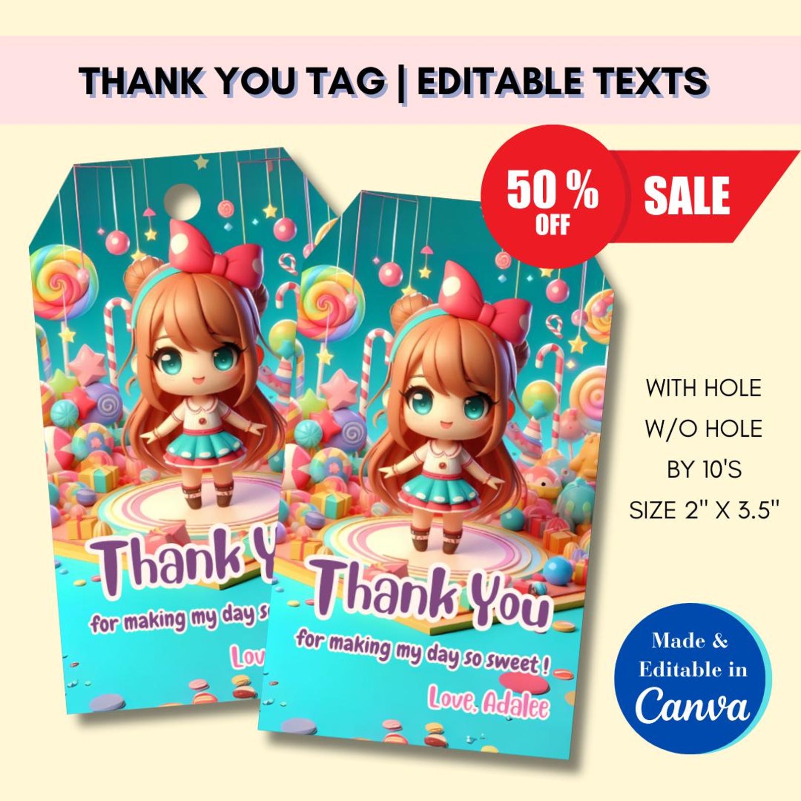 Thank You Tags Birthday Candyland Gift Tags Candyland Party Favor Label ...