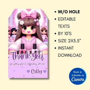 Thank You Tags Birthday Roblox Gift Tags Roblox Party Favor Label ...