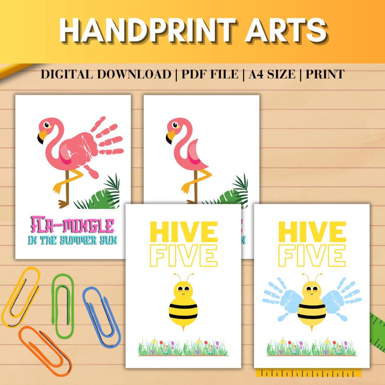 Summer Handprint Art: DIY Kids Craft, Preschool Activity (PDF) - Etsy