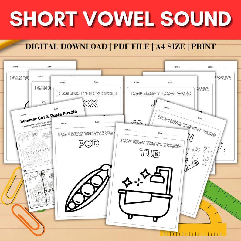 Phonics Worksheets Short Vowel Sound Coloring Pages for Kindergarten ...