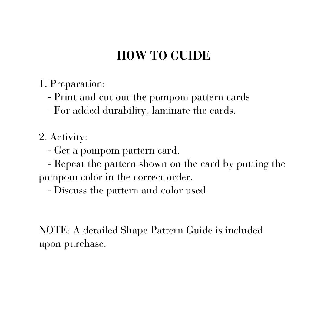 Pom Pattern Cards Montessori Toys for Kids Learning Activity Homeschool ...