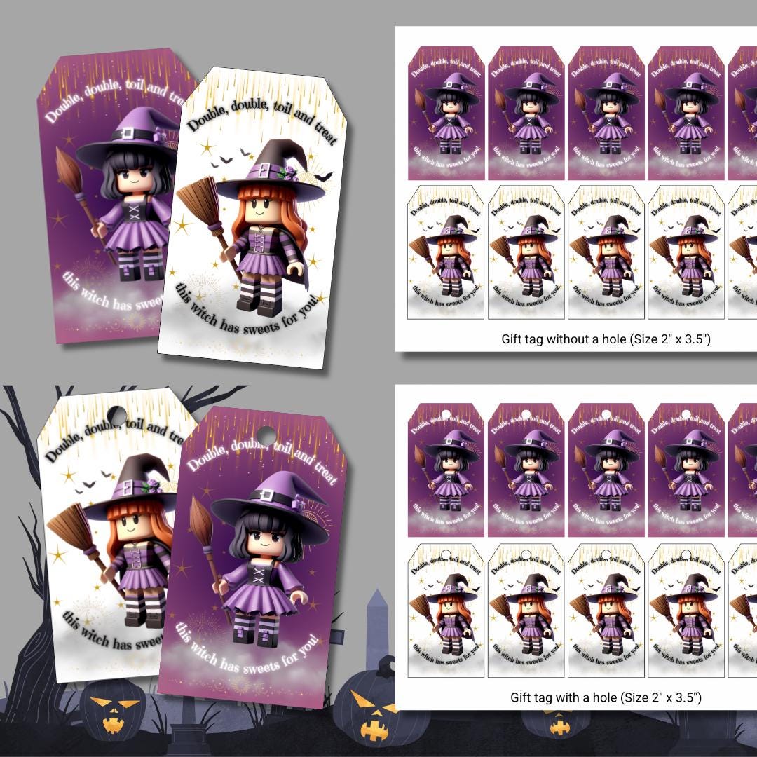 Roblox Gift Tag Witch Roblox Halloween Gift Tags Halloween Party Favor ...