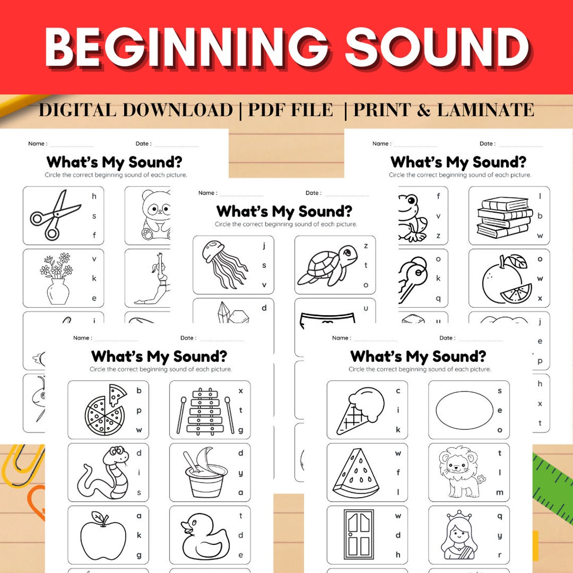 Beginning Sound Activity Phonics Worksheets for Preschool Phonics ...