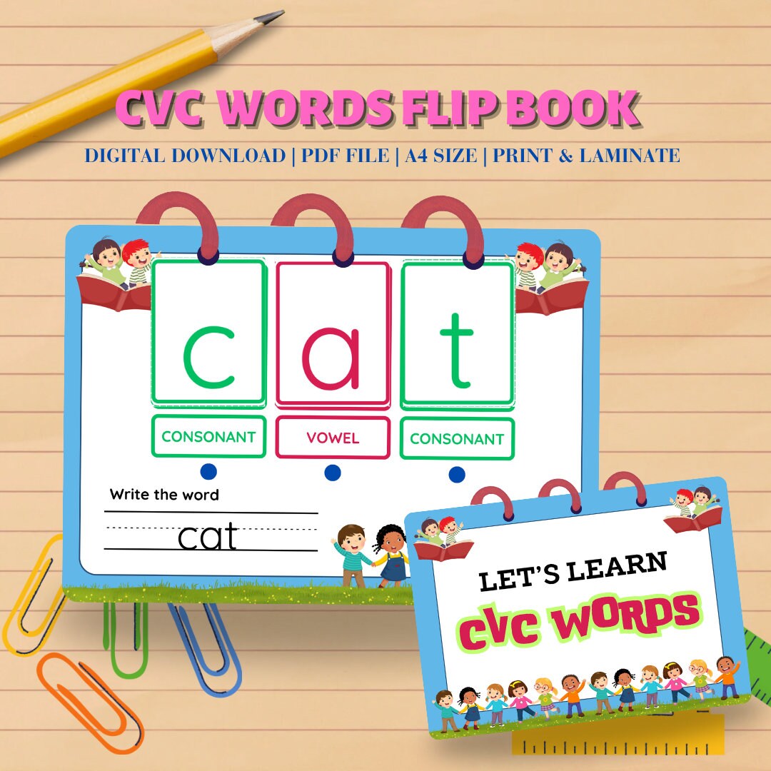 Phonics CVC Flip Book Printable Activity for Prek CVC Words Flipbook ...