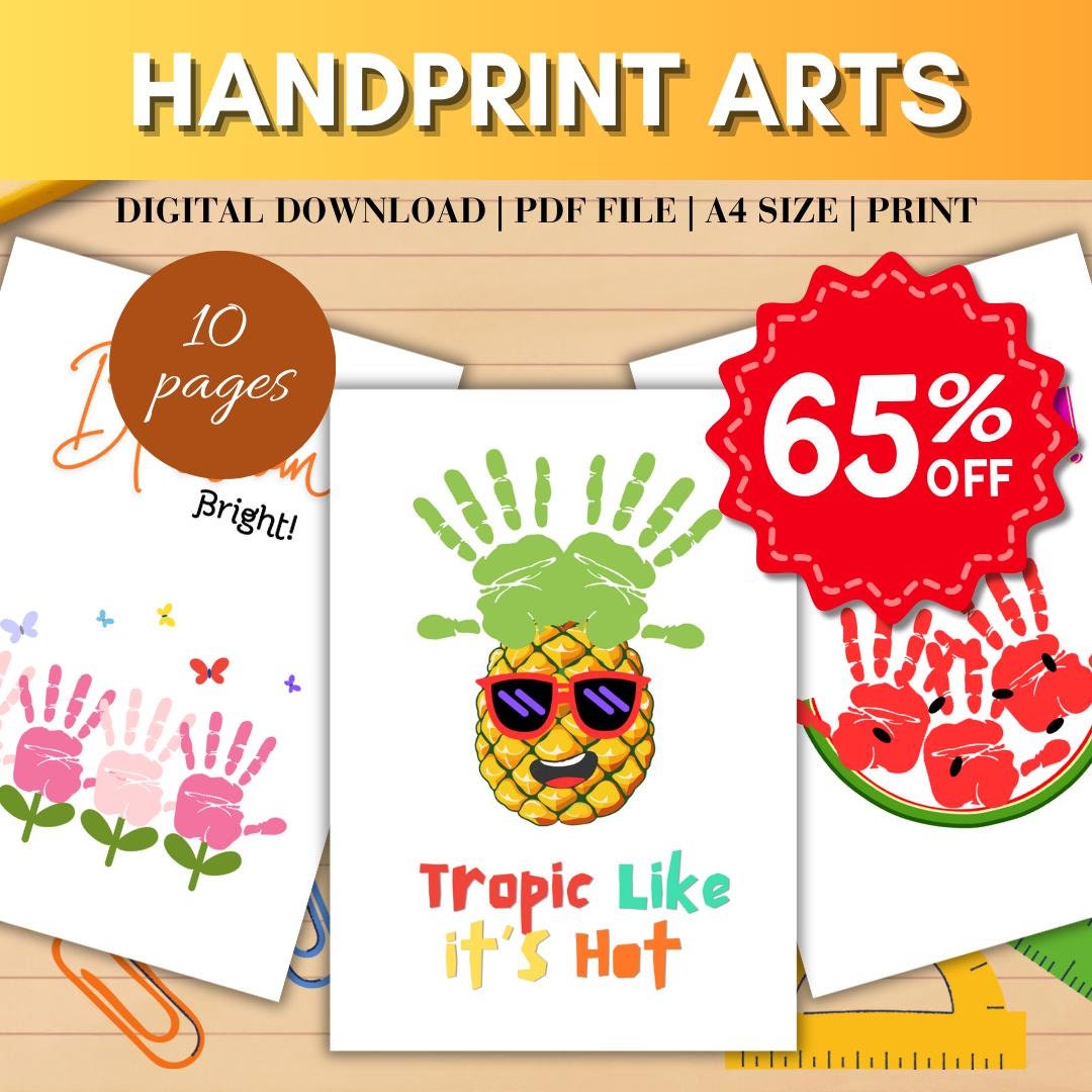 Summer Handprint Art: DIY Kids Craft, Preschool Activity (PDF) - Etsy