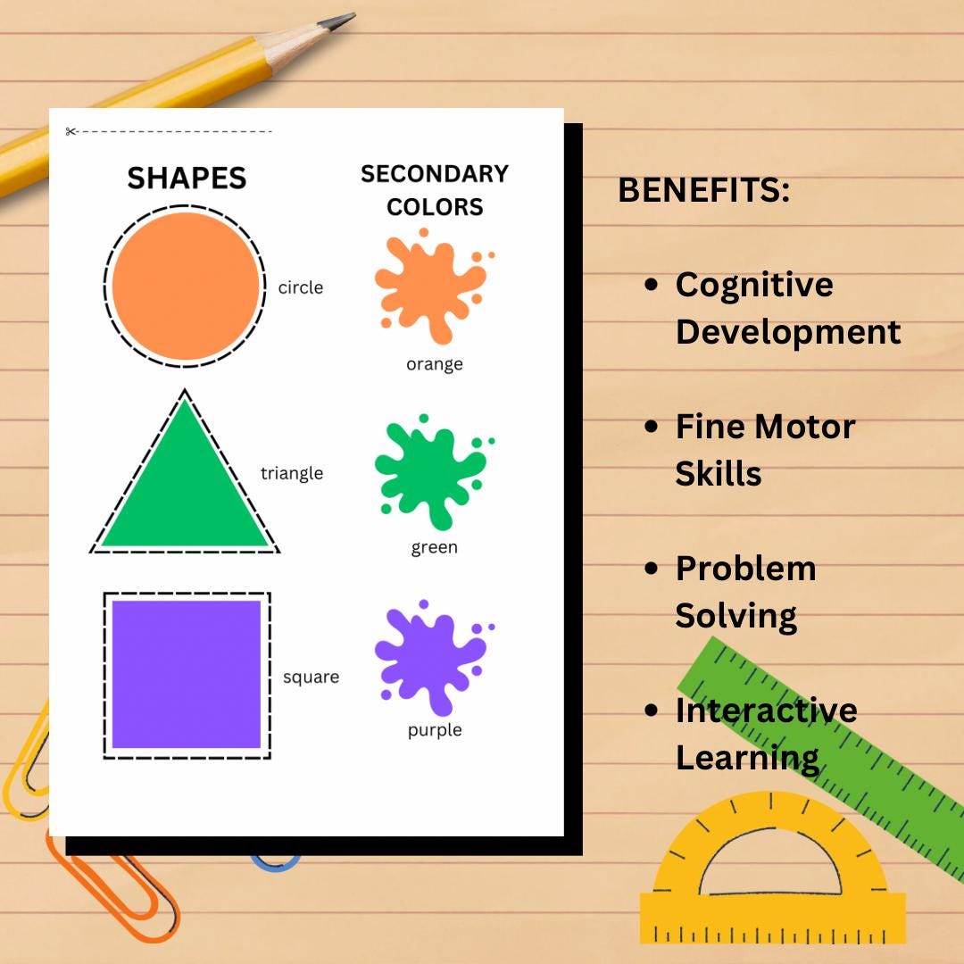 Montessori Shape Pattern Cards Shape Games Secondary Colors Stacking ...