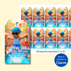 Thank You Tags Birthday Roblox Gift Tags Roblox Party Favor Label ...