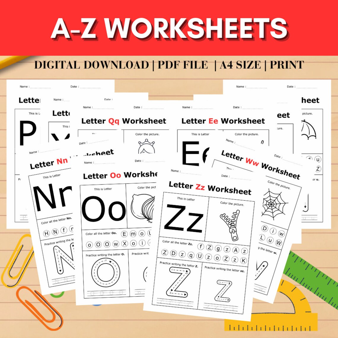 Alphabet Worksheet Printable for Kids Letters Work Sheet for Preschool ...