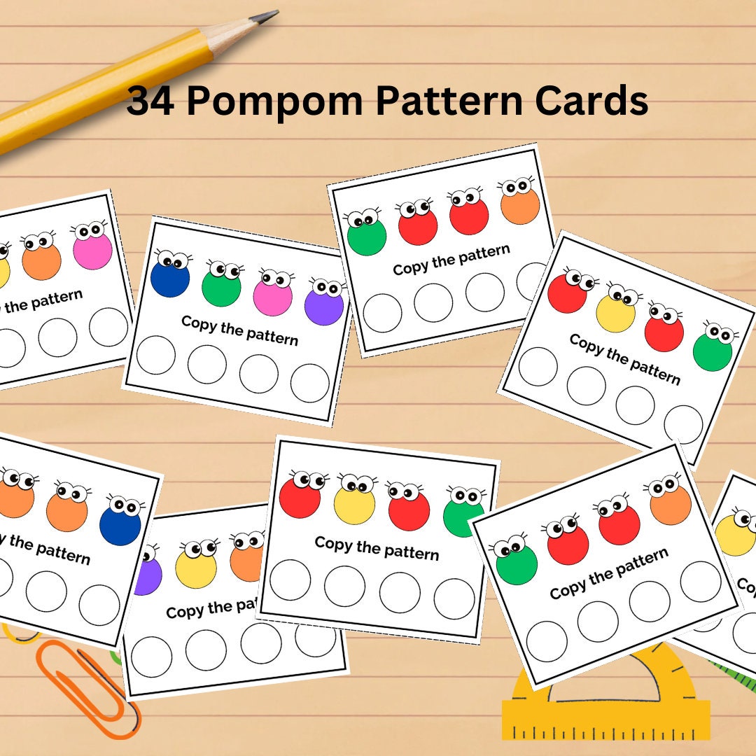 Pom Pattern Cards: Montessori Learning Activity (digital Download) - Etsy
