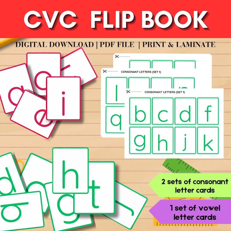 Reading Printable for Toddler Phonics CVC Flip Book Preschool Reading ...