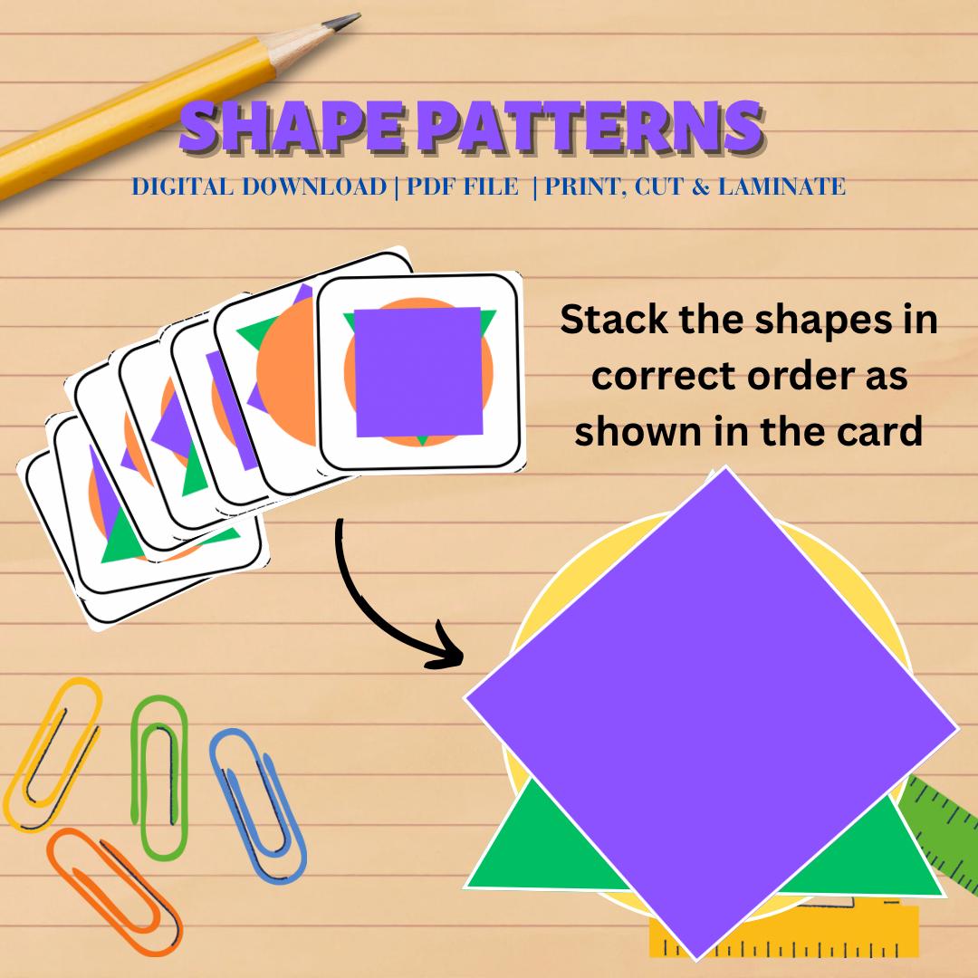 Montessori Shape Pattern Cards Shape Games Secondary Colors Stacking ...