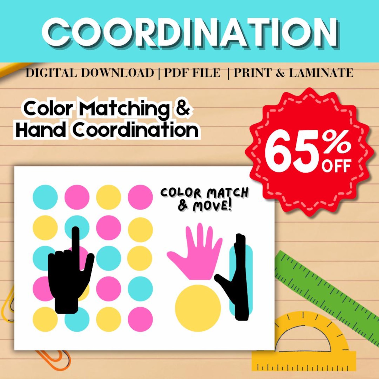 Color Matching Game: Preschool Hand Coordination Activity (A3 PDF ...