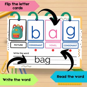 CVC Words Flipbook Printable Phonics Activity CVC Words for Preschool ...